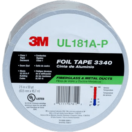 3M Foil Tape UL181A-P and UL181B-FX listed Duct Tape 3340, 2.5 in x 50 ...